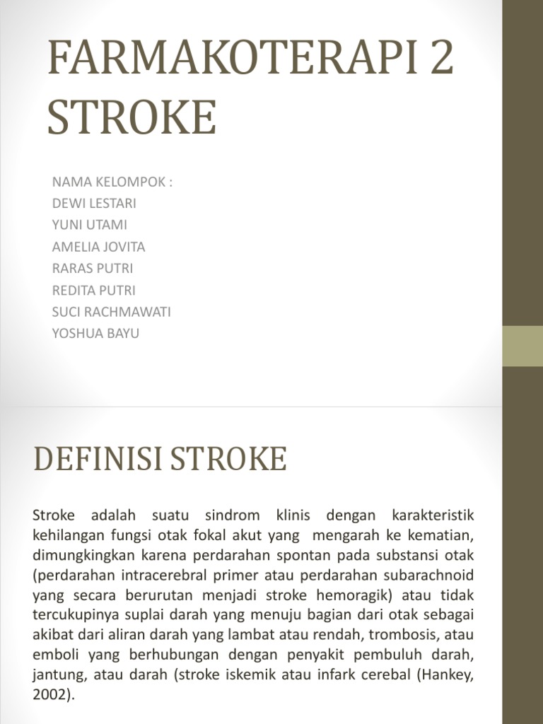 Farmakoterapi 2 Stroke | PDF