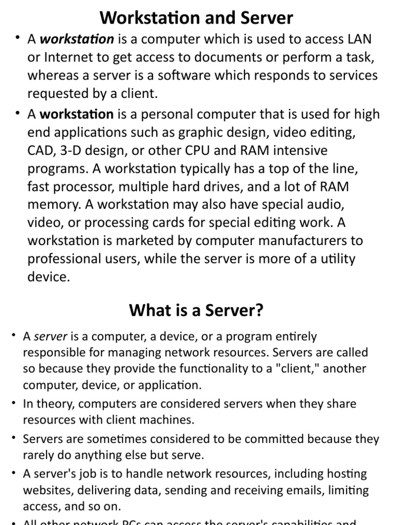 Workstation And Server Pdf Workstation Server Computing