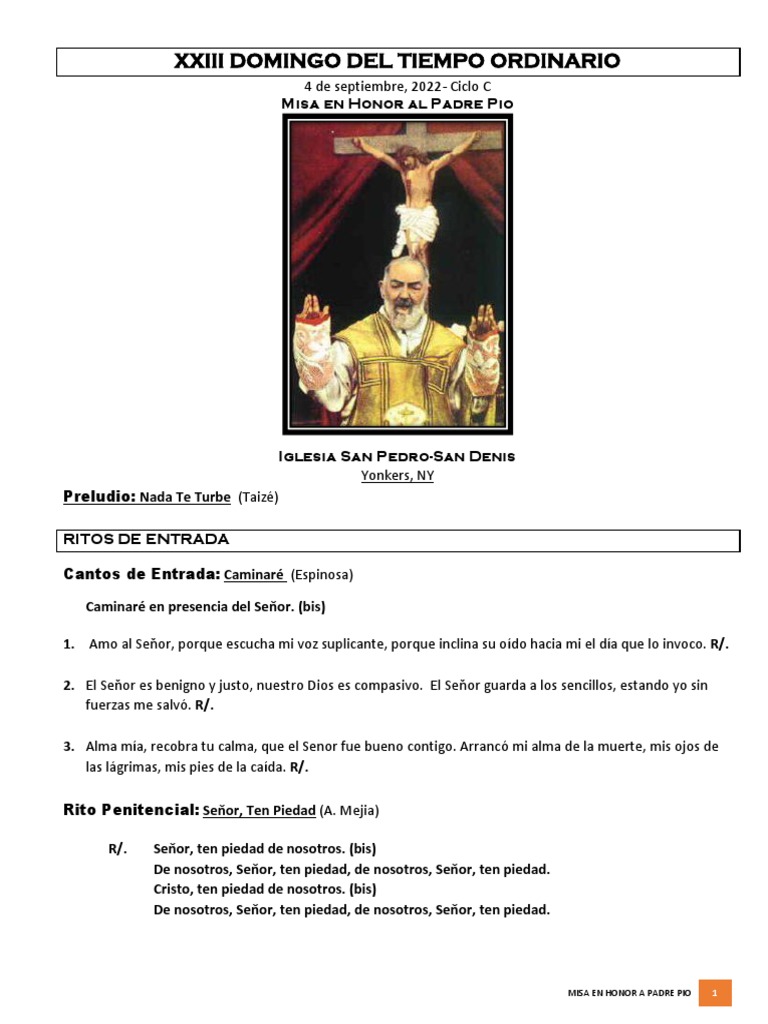 Misa P. Pio 2022 | PDF | Misa (liturgia) | eucaristía