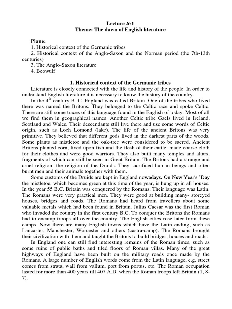 Лекция 1 | PDF | Anglo Saxons | Beowulf