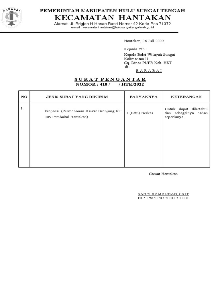 Surat Pengantar Proposal | PDF