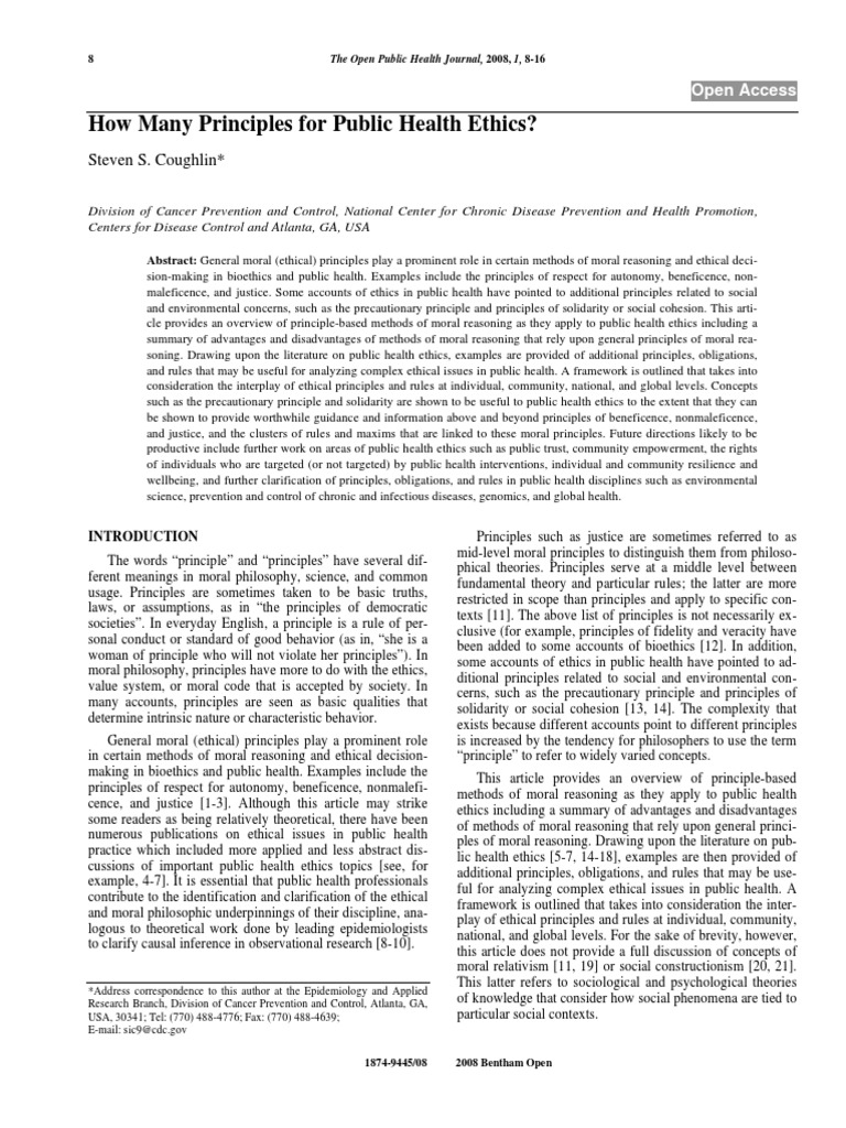 2 Coughlin 2008 Ethical Principles Public Health | PDF | Utilitarianism ...