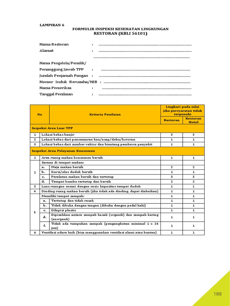 Form Ikl Restoran | PDF