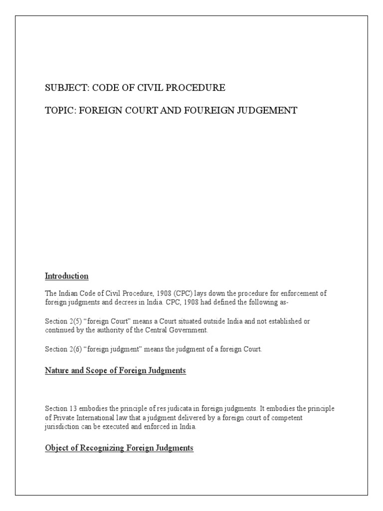 Foreign Court and Judgement | PDF | Judgment (Law) | Lawsuit