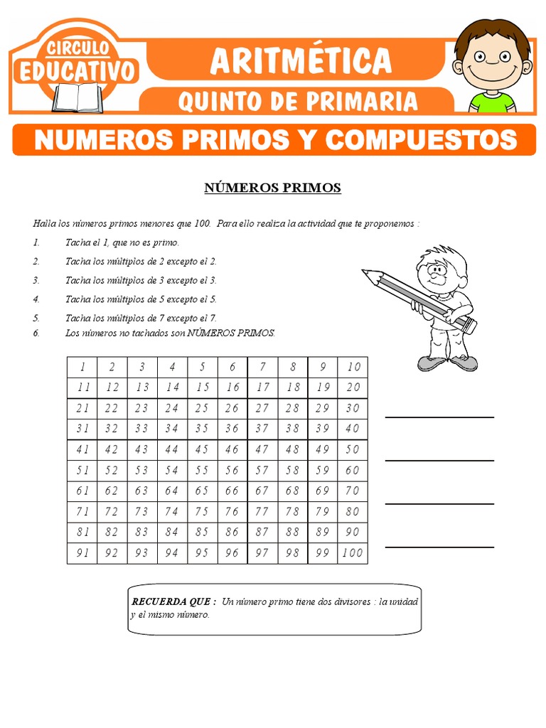 Los Numeros Primos y Compuestos para Quinto de Primaria | PDF