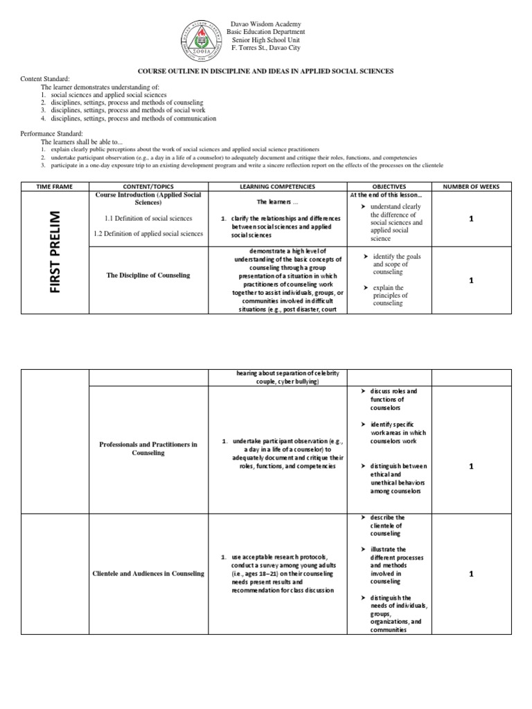 Course Outline DIASS | PDF | Social Sciences | Science