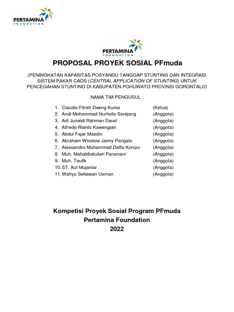 Proposal Sosial PFMuda - KSM Ergonomi - Tahun 2022 | PDF