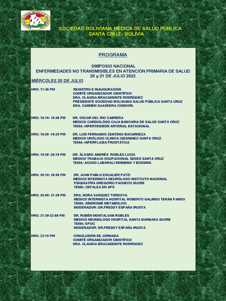 Programa Simposio Nacional | PDF | Programas sociales | Ciencias de la Salud