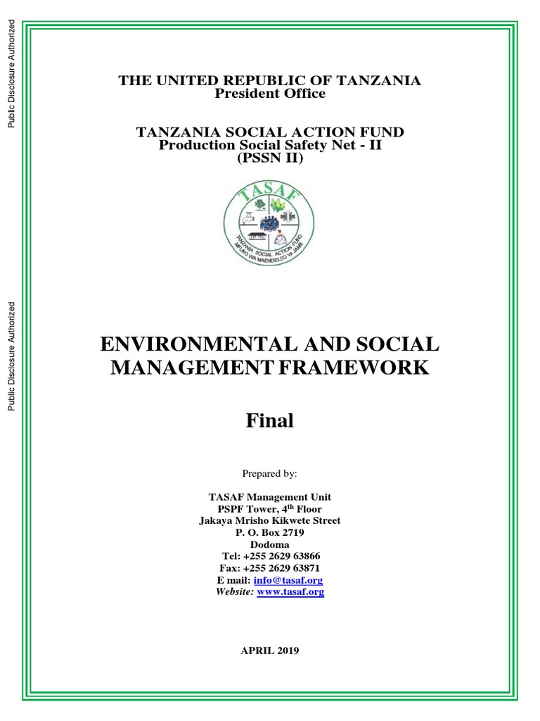 Tanzania Second Phase of Productive Social Safety Net Project | PDF ...