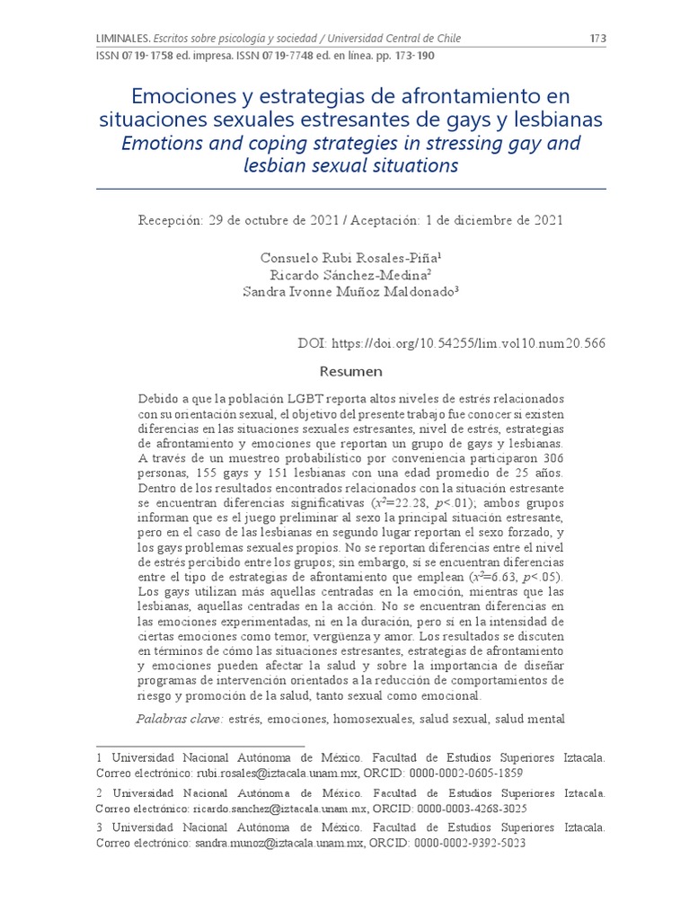 Rosales (Et Al, 2021) - Emociones y Estrategias de Afrontamiento en ...