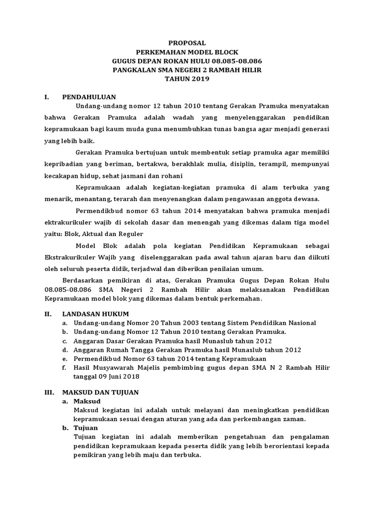 Proposal Perkemahan Model Block Pramuka | PDF | Perjalanan