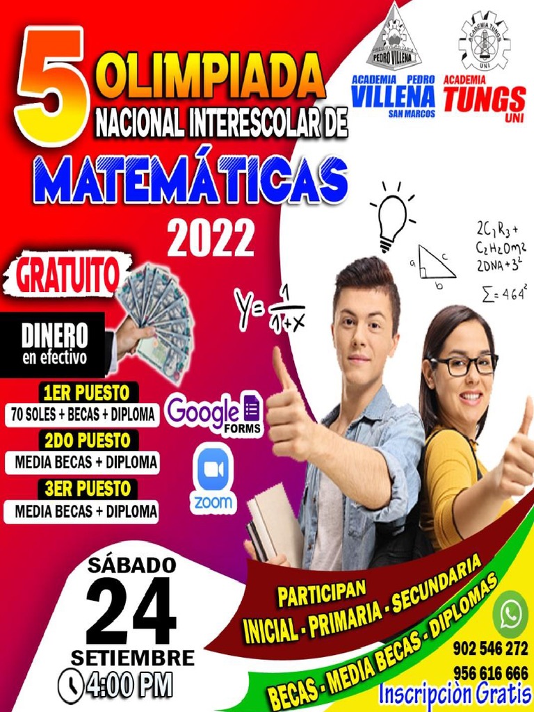 Bases Del V Concurso Nacional de Matemática 2022 | PDF | Prueba (evaluación)