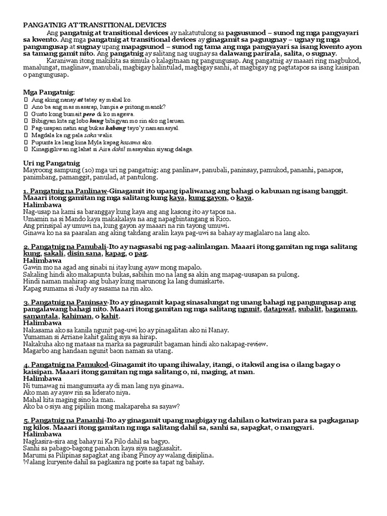 Pangatnig at Transitional Devices | PDF