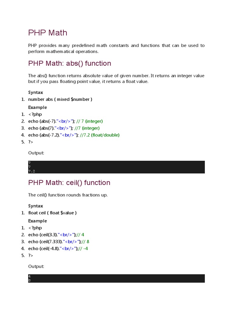 PHP Math | PDF