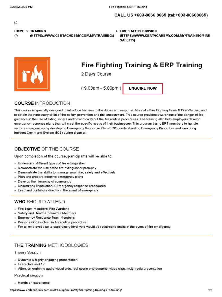 Fire Fighting and ERP Training Course | PDF | Fire Safety | Firefighting