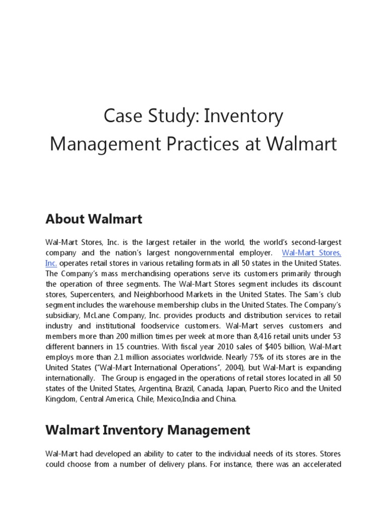 Case Study Inventory MGT | PDF | Walmart | Computing Case Study Inventory MGT | PDF | Walmart | Computing