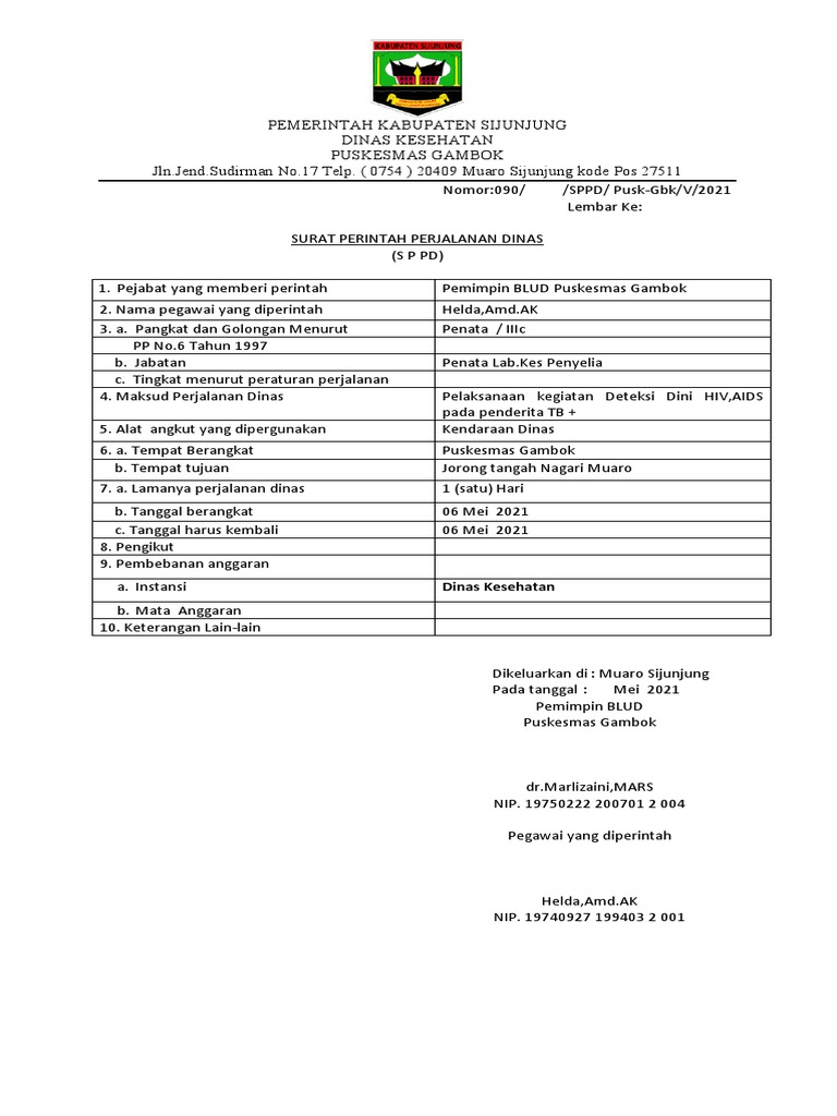Contoh SPPD DEPAN IMUNISASI | PDF