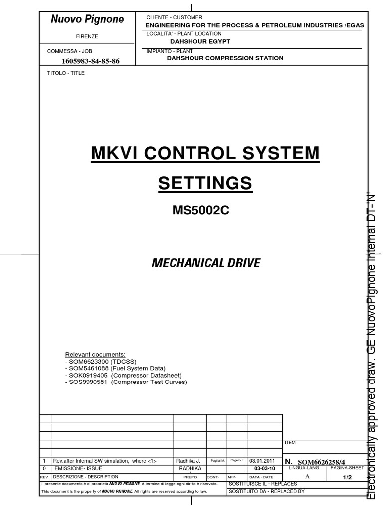 Mark VI Control System Settings | PDF
