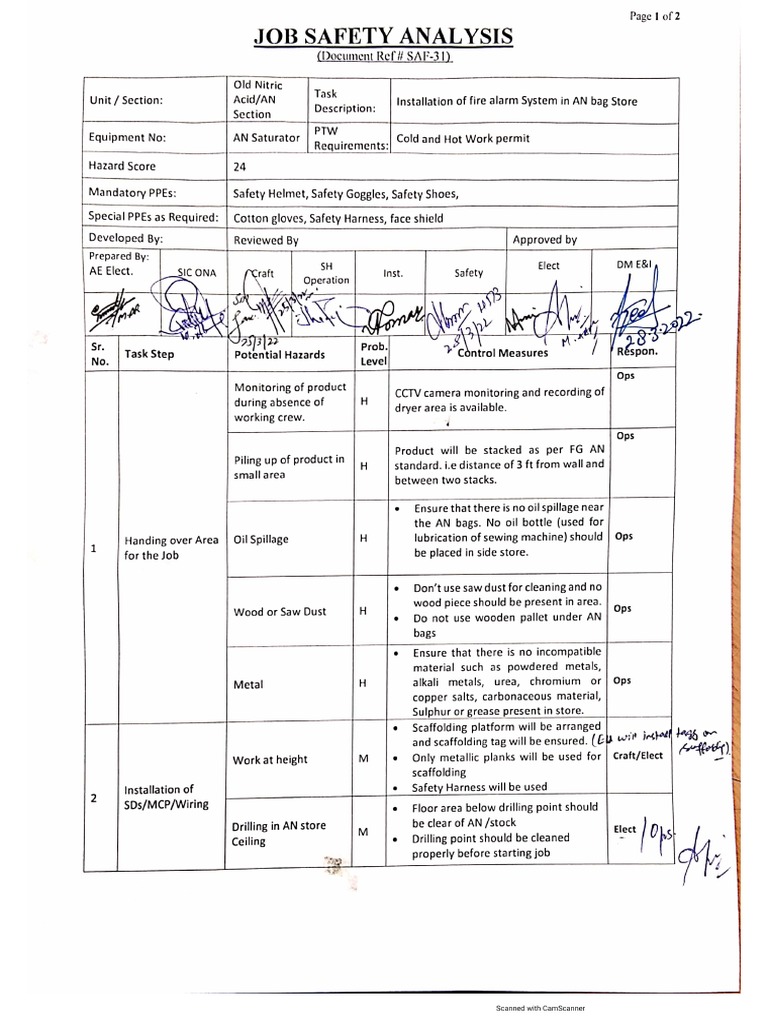 JSA For FAS Installation in An Store | PDF