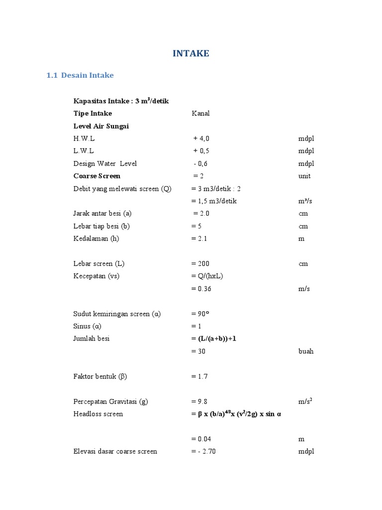 Memo Desain Intake | PDF