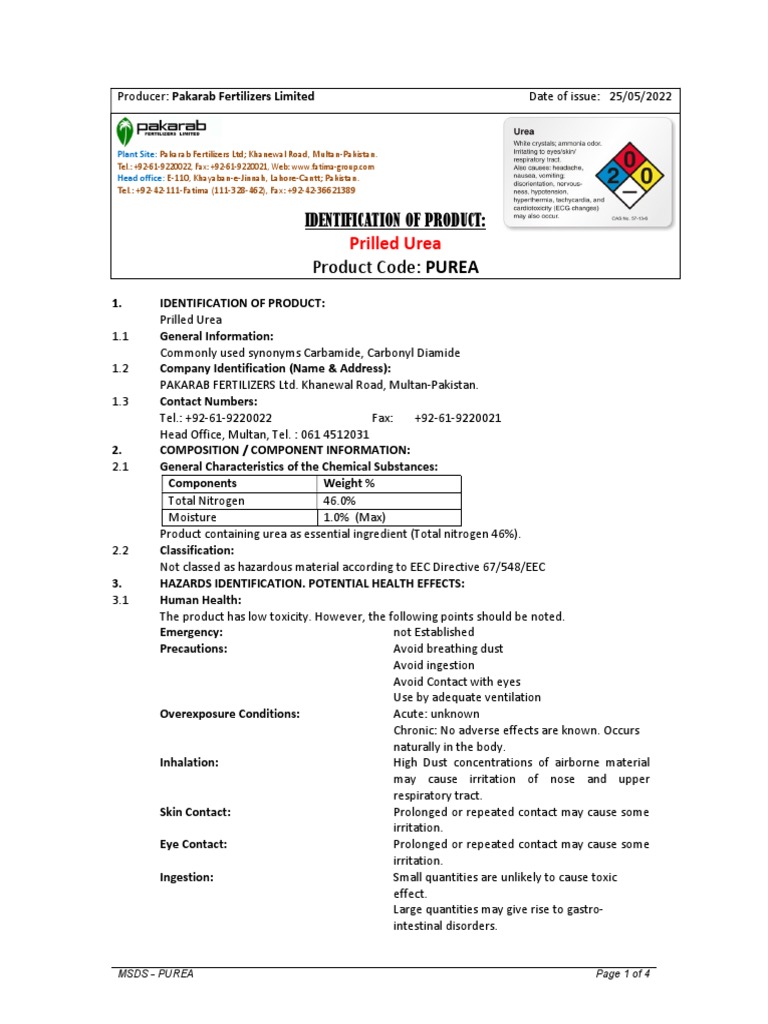 MSDS Urea | PDF | Urea | Firefighting