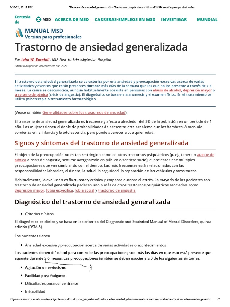 Sintomatologia DSM 5 | Descargar gratis PDF | Trastorno de ansiedad | Trastorno de ansiedad ...