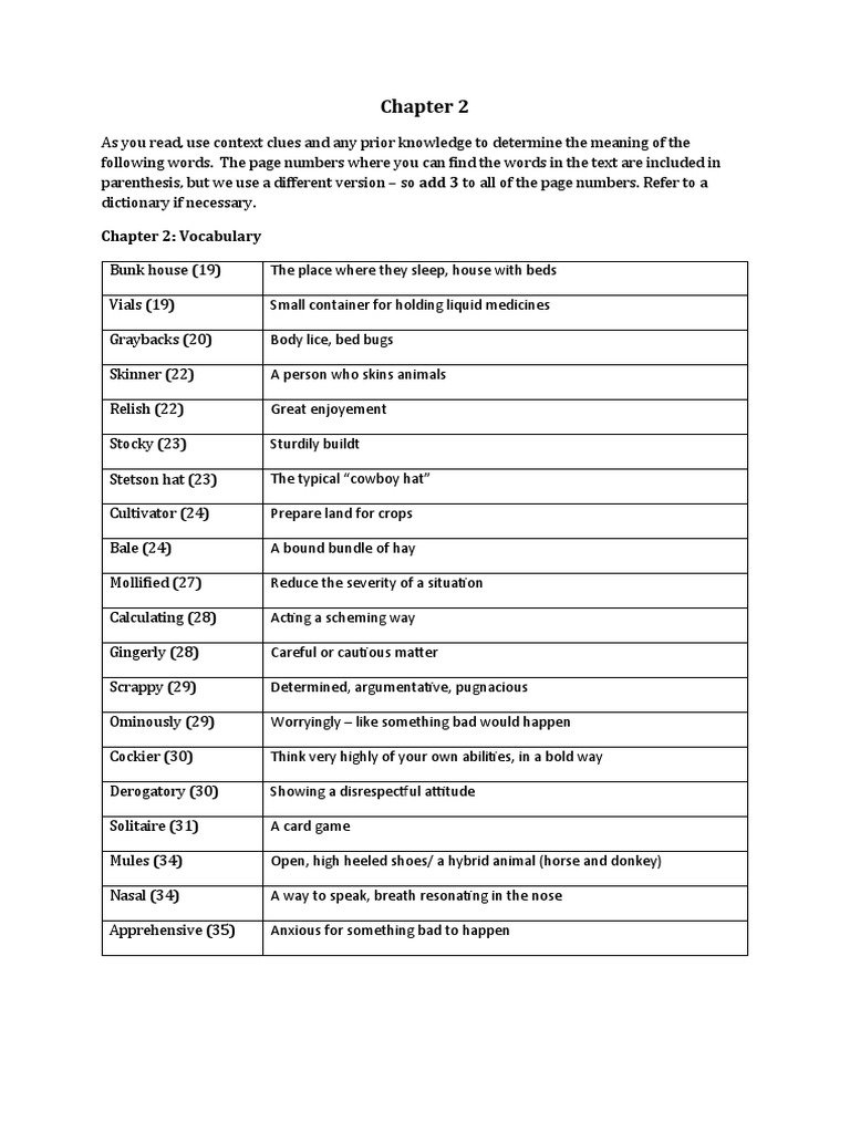 Chapter 2 - Vocabulary and Study Questions | PDF | Young Adult ...