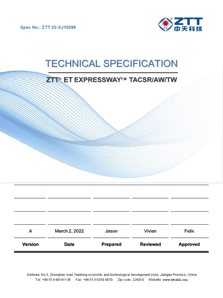 ZTT Et Expressway Tacsr'Aw TW Conductor 22 - Xj10296 | PDF | Electrical ...