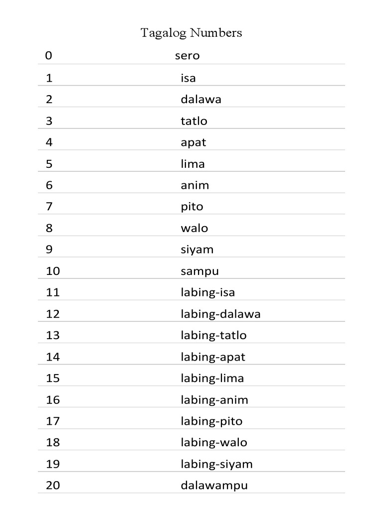Tagalog Numbers | PDF