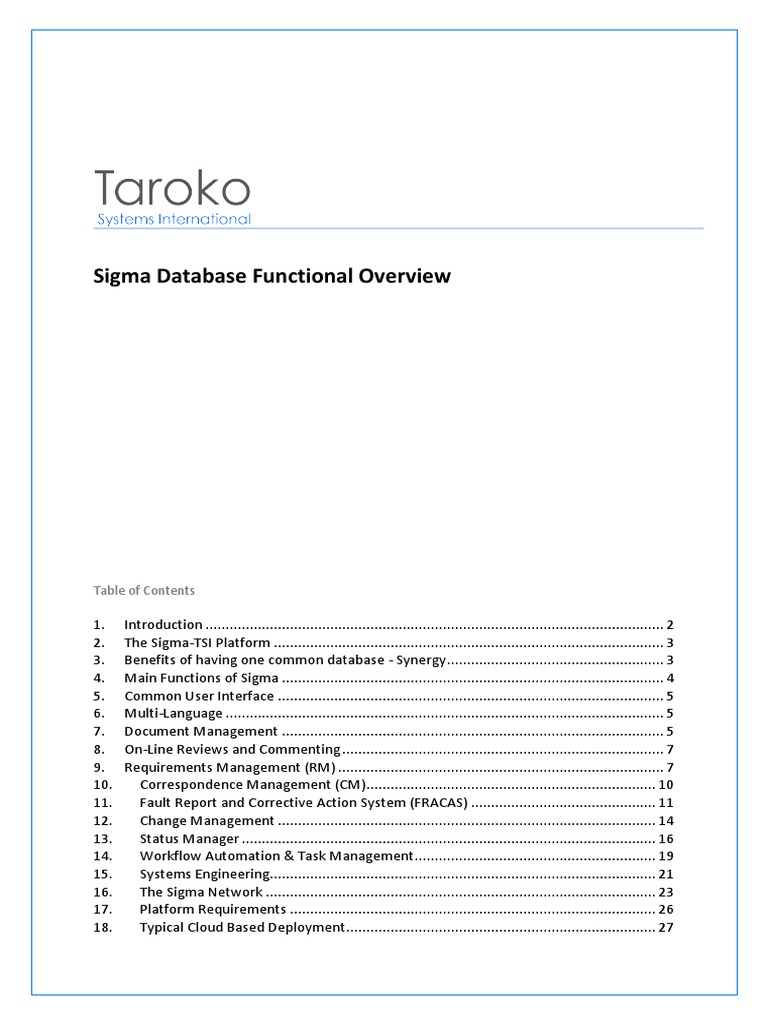 Sigma Functional Overview Pdf Cloud Computing File Maker 9115