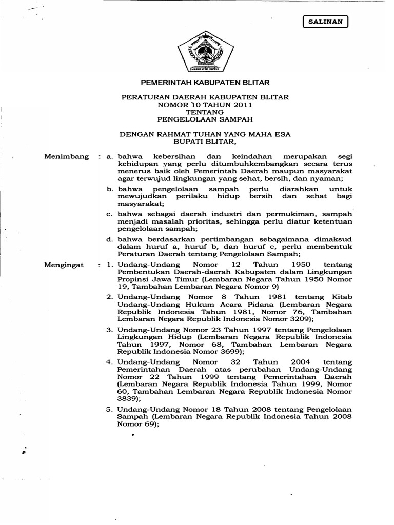 Perda No 10 Tahun 2011 | PDF