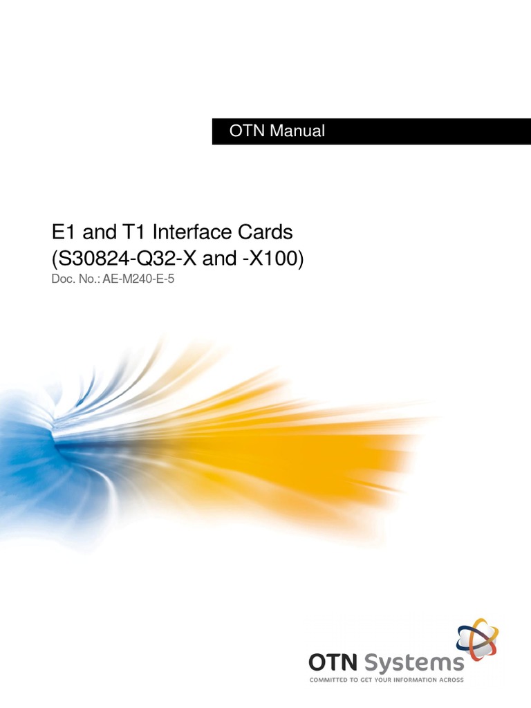 E1 and T1 Interface Cards (S30824-Q32-X and - X100) : OTN Manual | PDF ...