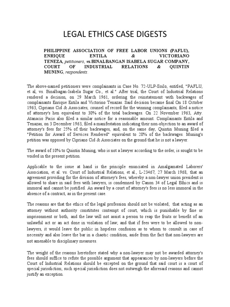 Case Digest-Legal Ethics | PDF | Judgment (Law) | Appeal