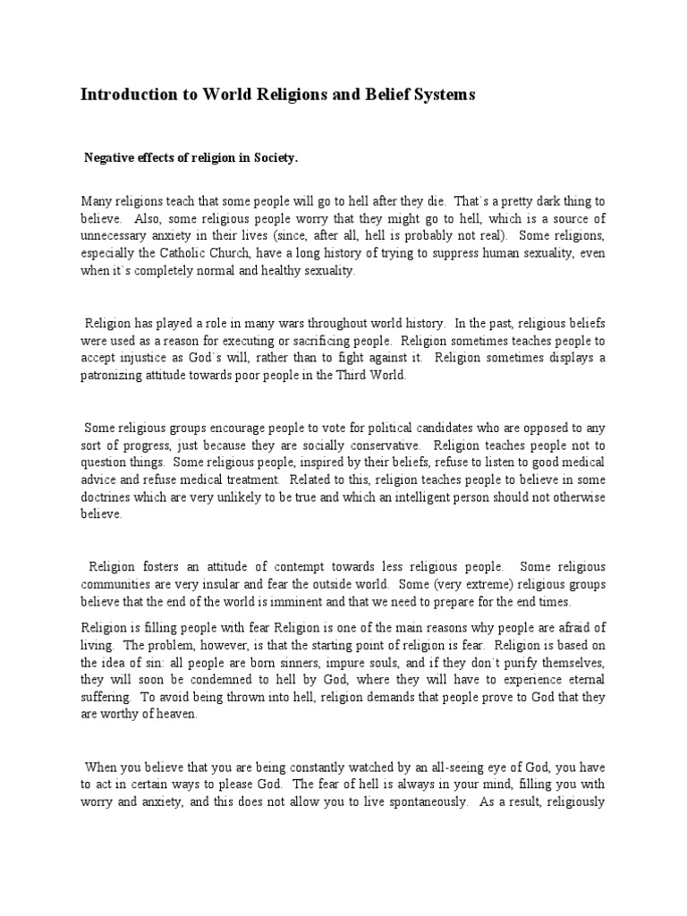 Introduction To World Religions and Belief Systems | PDF | Hell | Sin