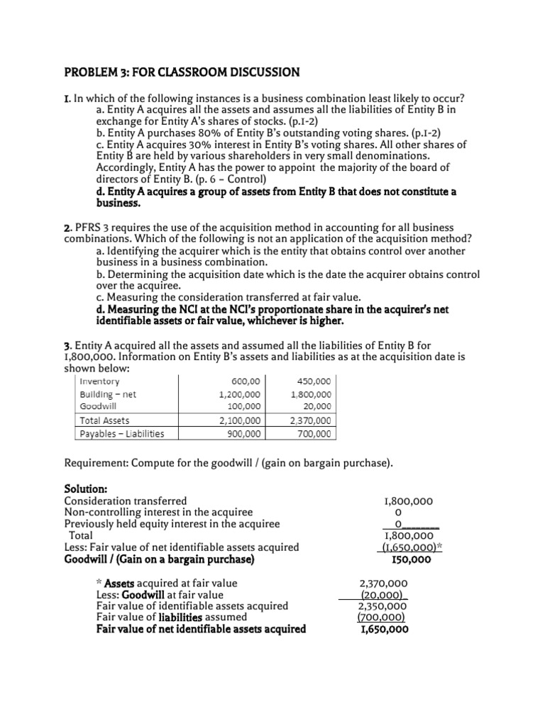 Business Combi. Chapter 1 PROBLEM 3 | PDF | Goodwill (Accounting ... Business Combi. Chapter 1 PROBLEM 3 | PDF | Goodwill (Accounting ...