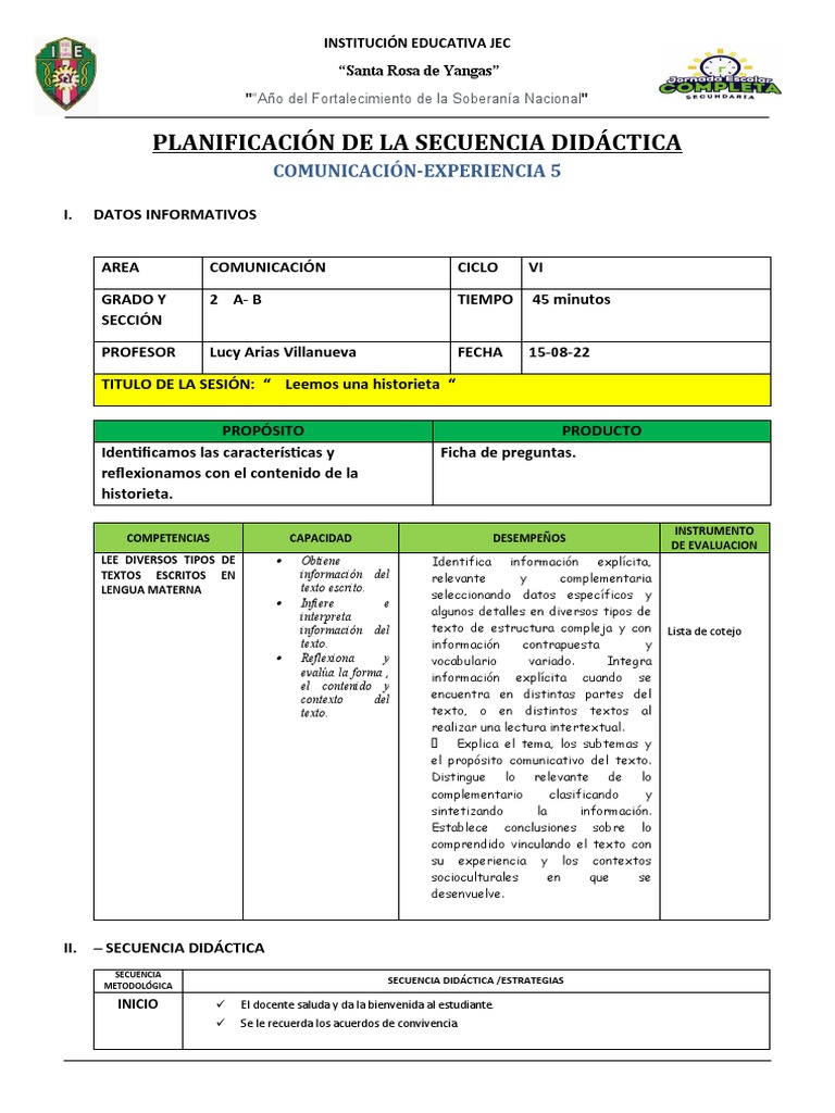 Sesión 04 - Exp 5 Segundo | PDF | Evaluación | Cómics