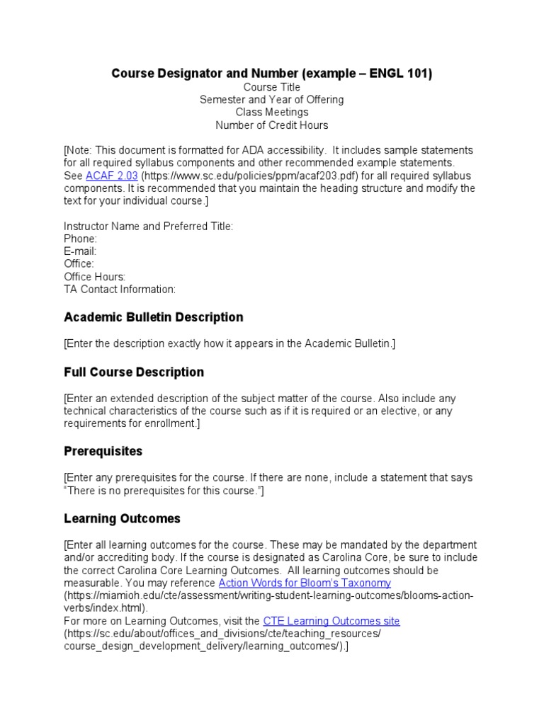 Cte f2f Syllabus Template-Recommended | PDF | Test (Assessment ...