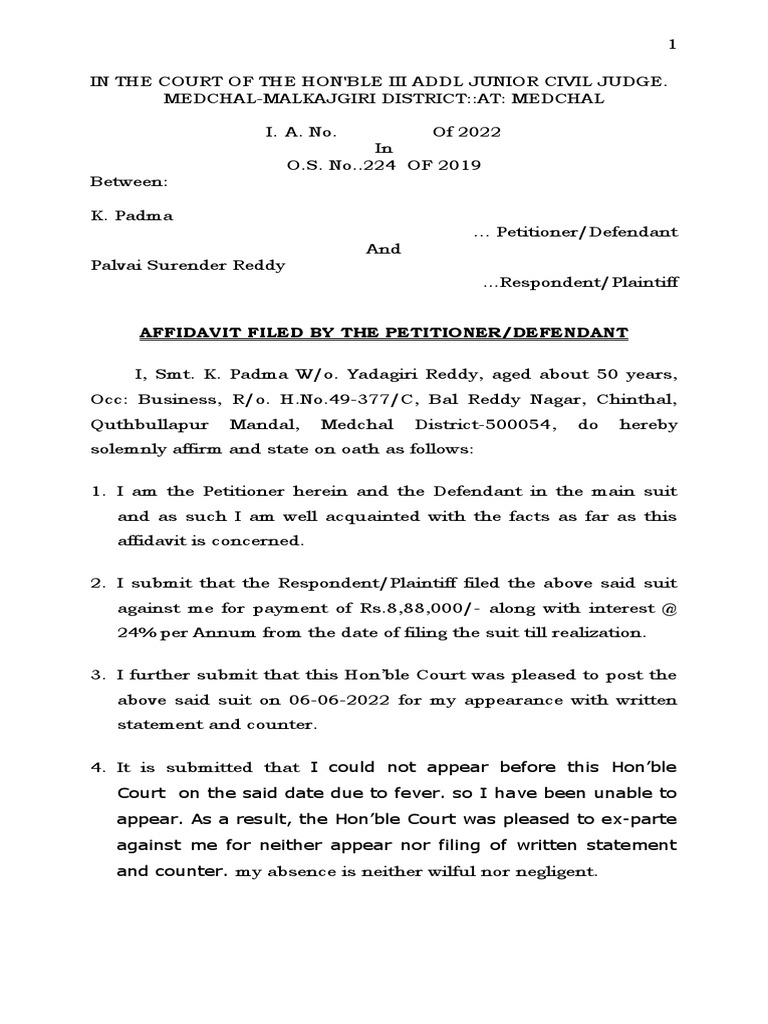 Padma Order 9 Rule 7 Exparte | PDF | Lawsuit | Ex Parte