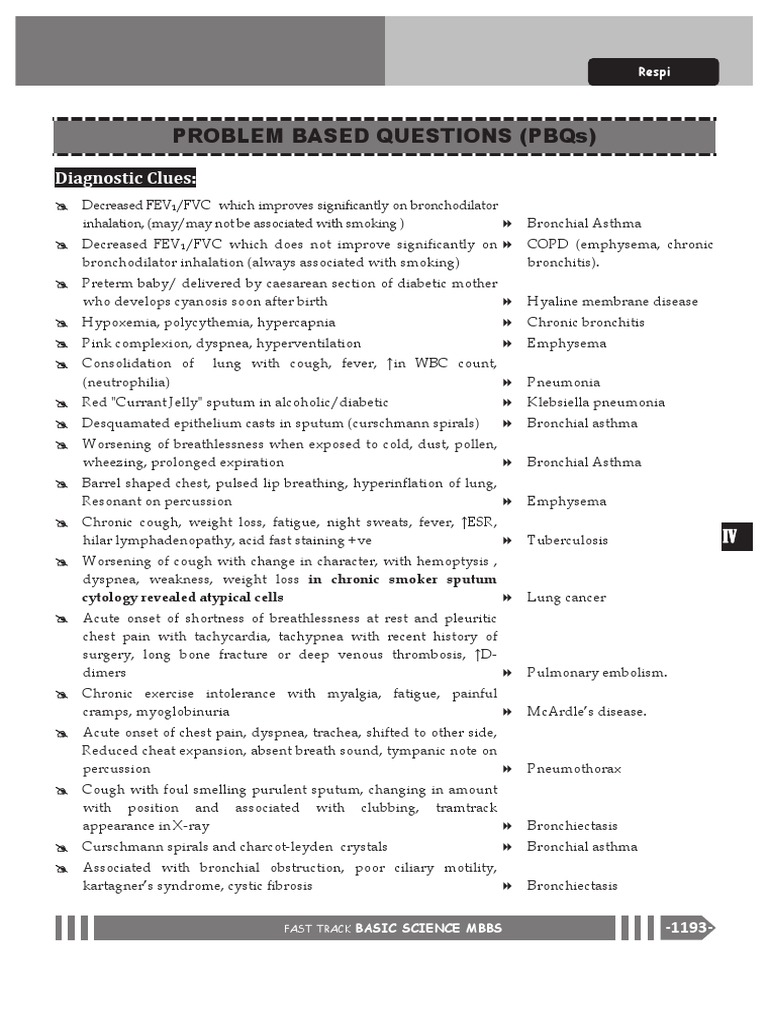 PBQs | PDF | Lung | Chronic Obstructive Pulmonary Disease
