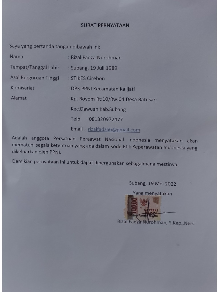 Surat Pernyataan Patuh Kode Etik | PDF Surat Pernyataan Patuh Kode Etik | PDF