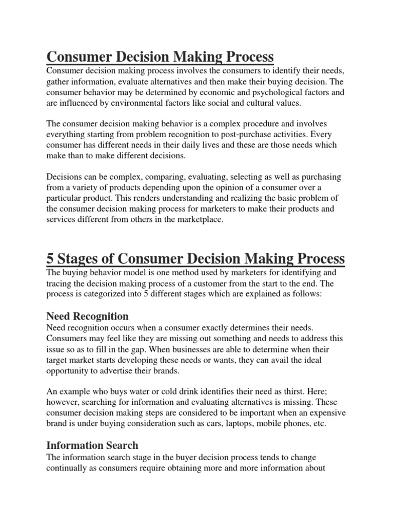 Understanding Consumer Decision Making | PDF | Consumer Behaviour ...