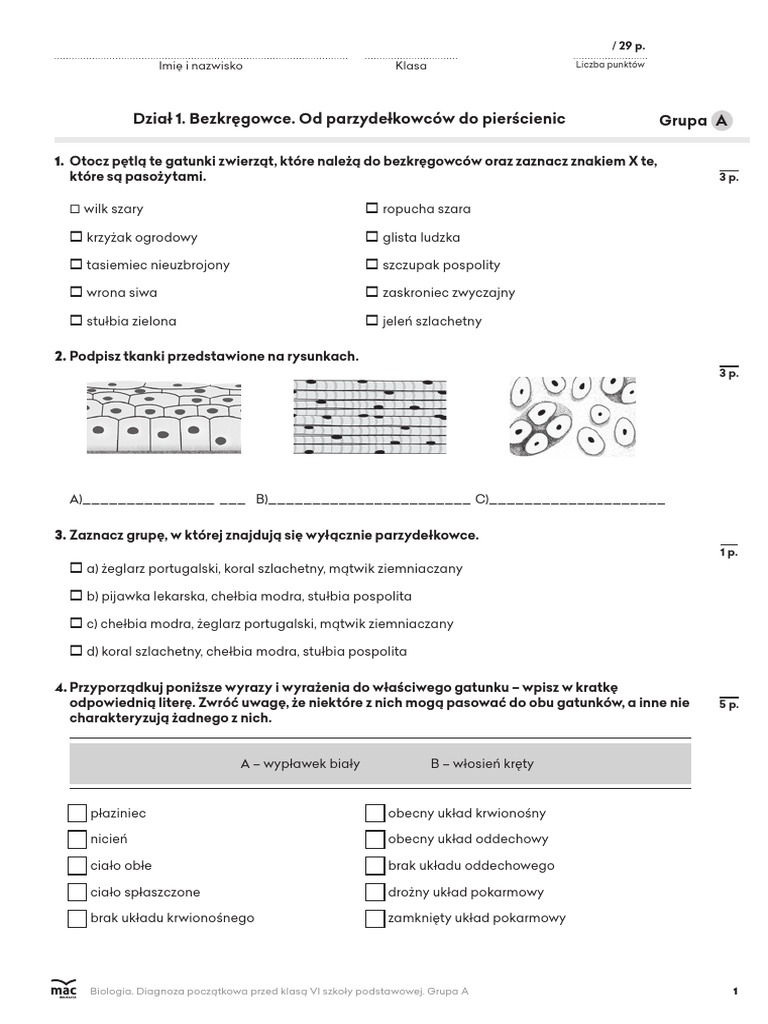 m32121 SPR 06 Dzial 1 KL 6 Biologia | PDF