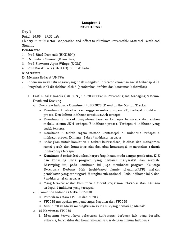 Lampiran 2 Notulen Plenary 2 (Notula Alifah Nuranti) | PDF