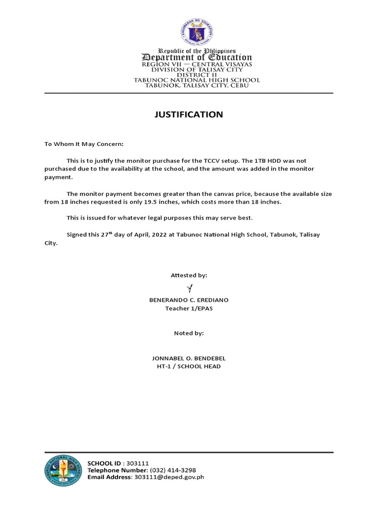 Justification For Monitor Purchase | PDF