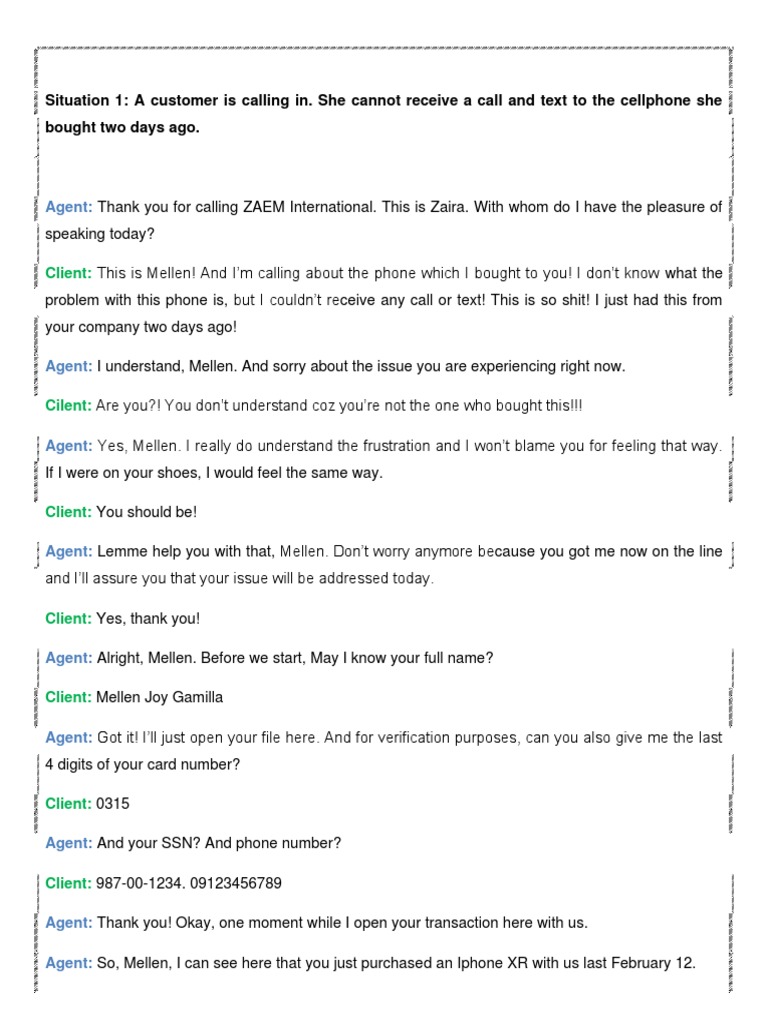 MOCK CALL SCRIPT - PINGCAS, DIANNE ZAIRA-converted | PDF | Pizza