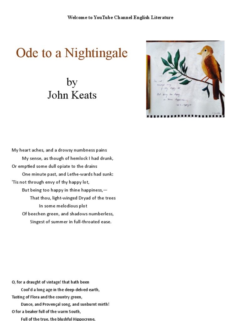 Keats' Ode to a Nightingale Analysis | PDF | Poetry