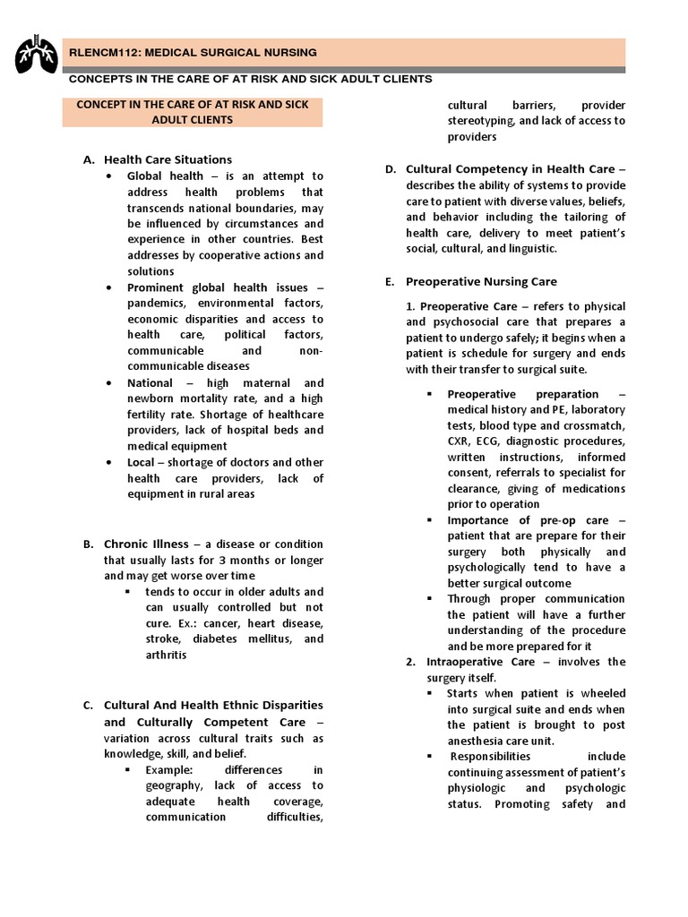 NCM112 Prelim Reviewer | PDF | Surgery | Nursing