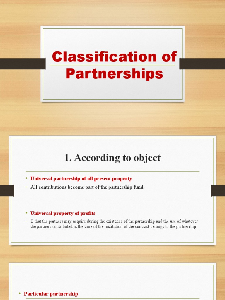 Classification of Partnerships | PDF | Partnership | Limited Partnership
