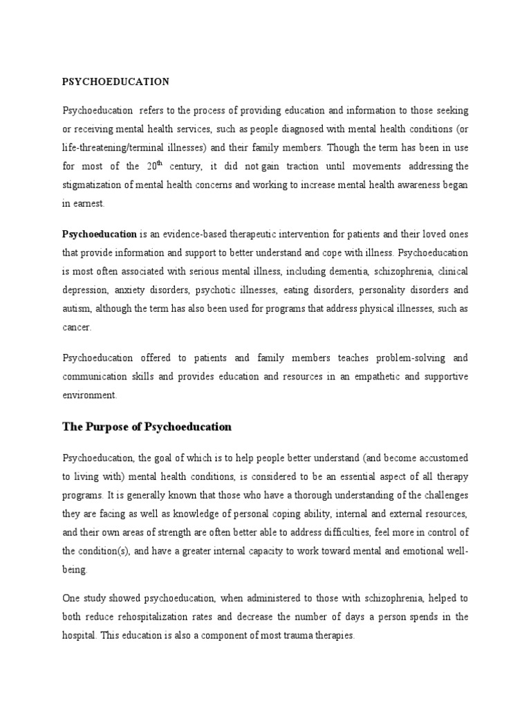 Understanding the Benefits of Psychoeducation | PDF | Mental Health ...