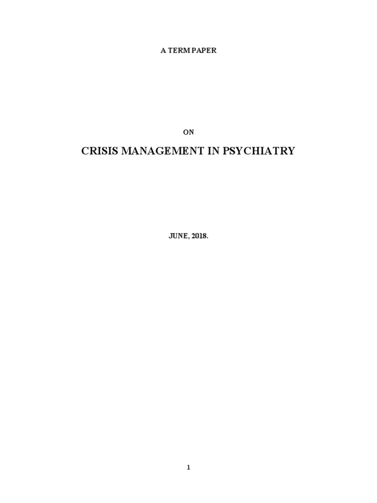 Crisis Management | PDF | Mental Disorder | Physical Examination